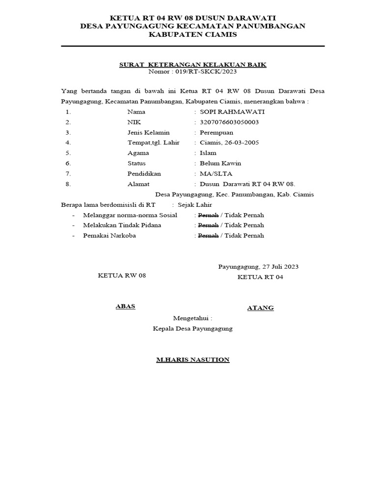 SKCK & Ijin Rame | PDF