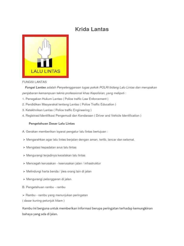 Krida (Lantas) | PDF