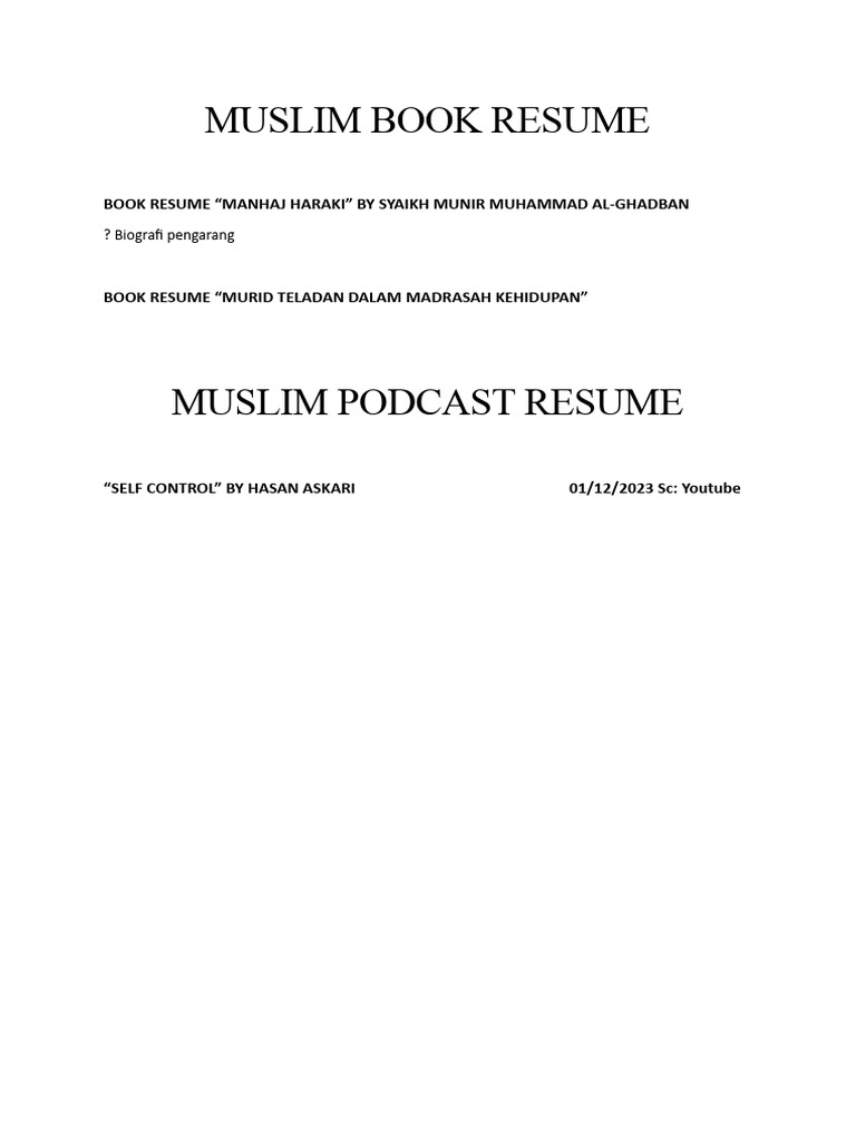 Muslim Book Resume | PDF
