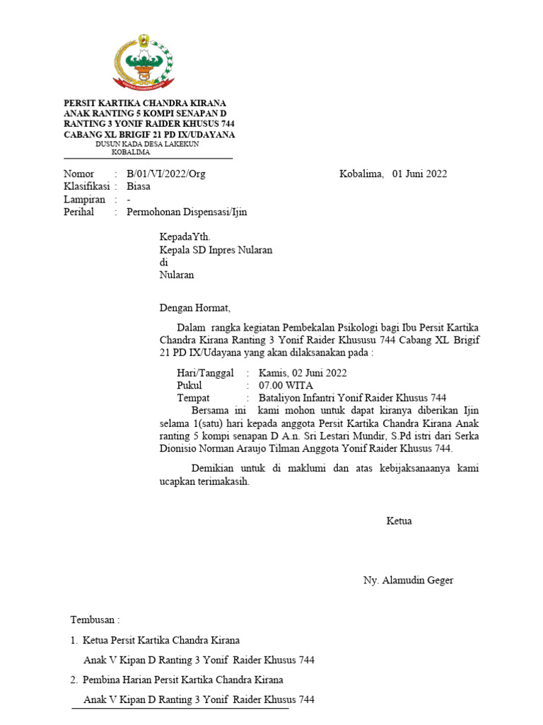 Surat Ijin Kerja 2021 | PDF