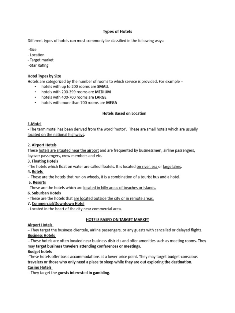 Types of Hotels | Download Free PDF | Hotel | Housekeeping