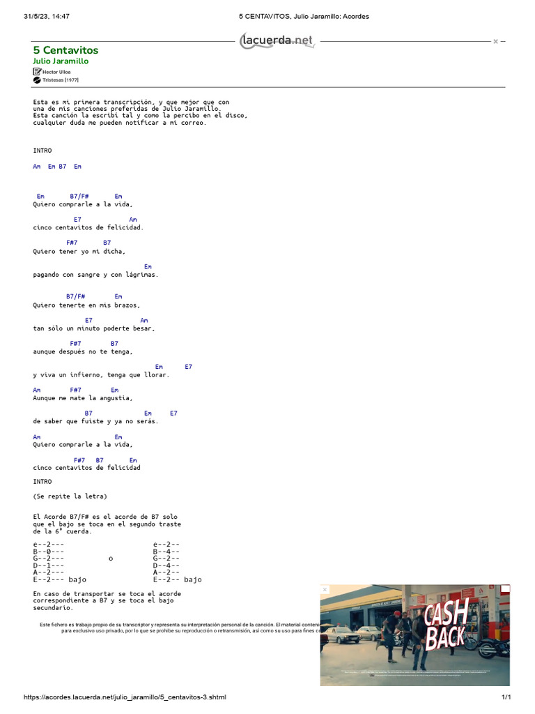 5 CENTAVITOS Acordes | PDF