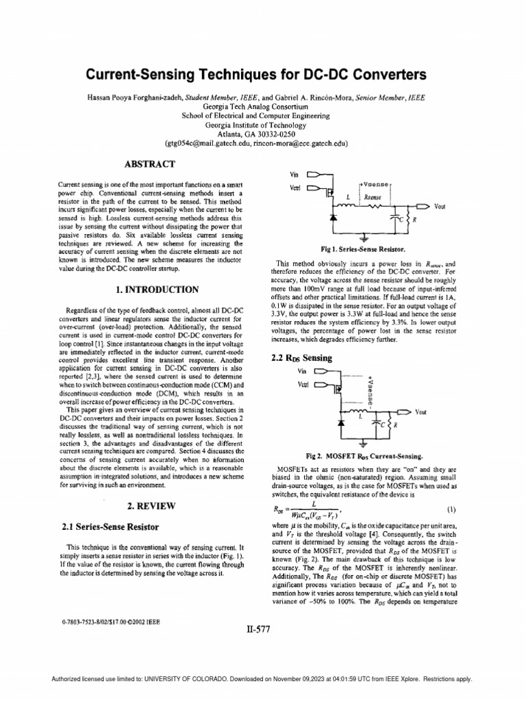 Lossless Current Sensing in DC-DC Converters | PDF | Mosfet ...