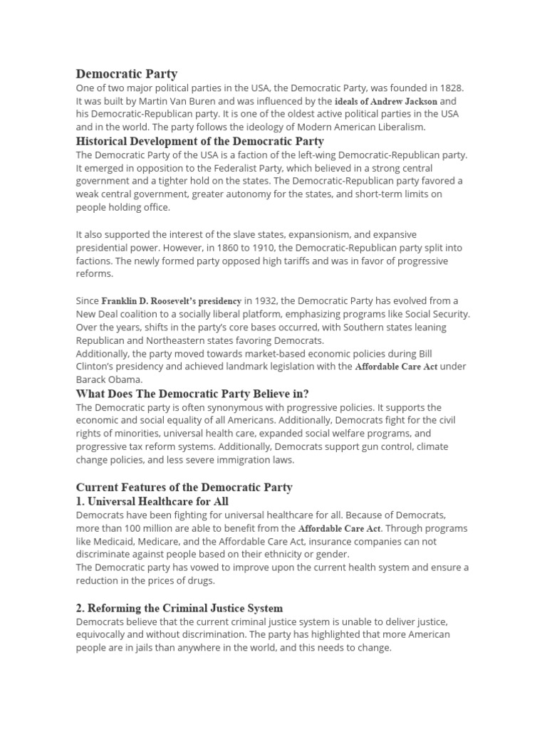 Democratic Party | PDF | Democratic Party (United States) | American ...