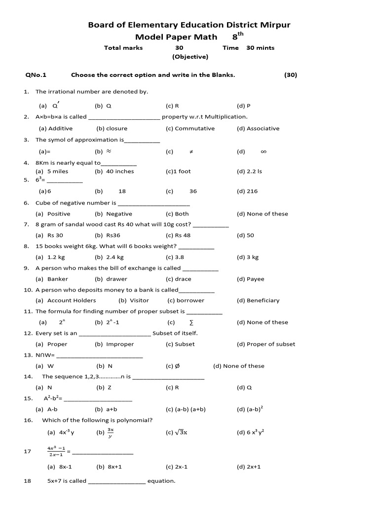 Model Paper 8th 2023-24 EBM | PDF | Mass Media | Social Media