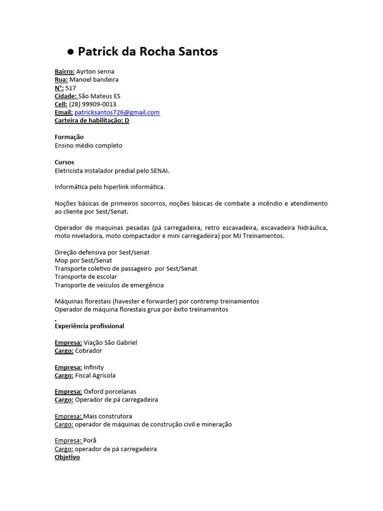 Currículo Patrick Grua | PDF