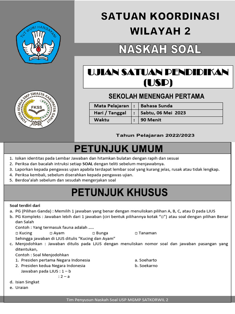 Soal USP - Sunda - Val - Satkorwil2 - 2023 | PDF