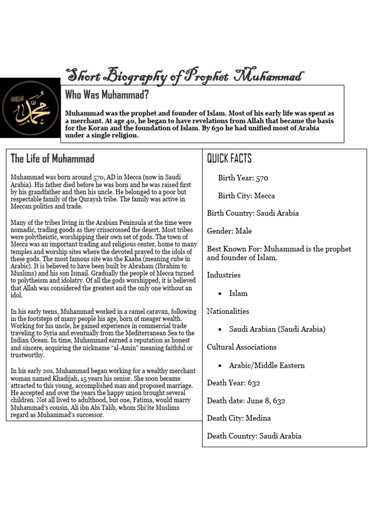 Biography of Prophet Muhammad | PDF | Muhammad | Mecca