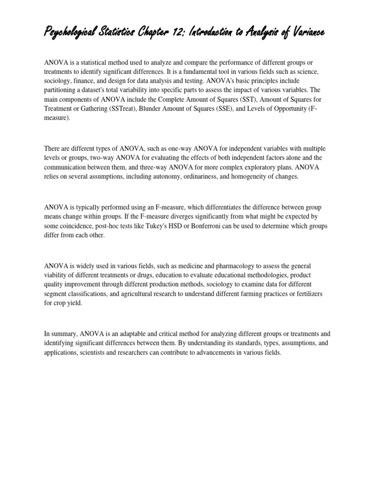 Psychological Statistics Chapter 12 | PDF | Wellness | Science ...