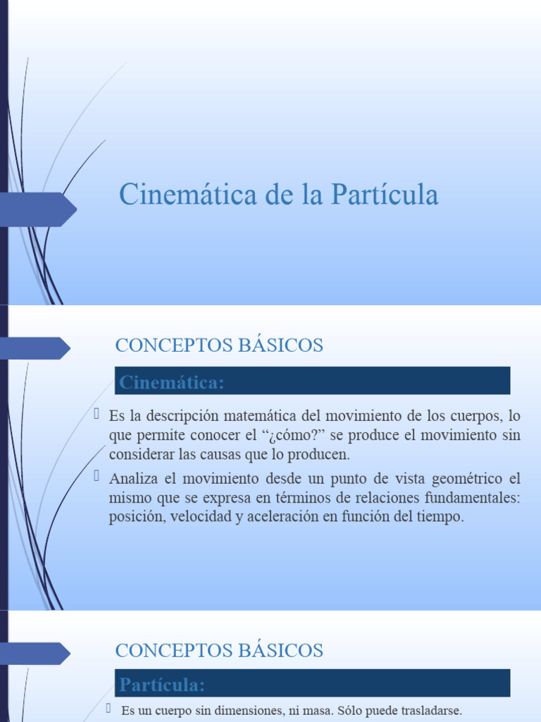 2.1 Cinemática de La Partícula - Conceptos Básicos | PDF | Velocidad | Cinemática