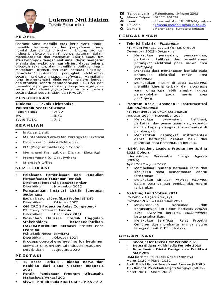 Lukman Nul Hakim - CV Exp | PDF