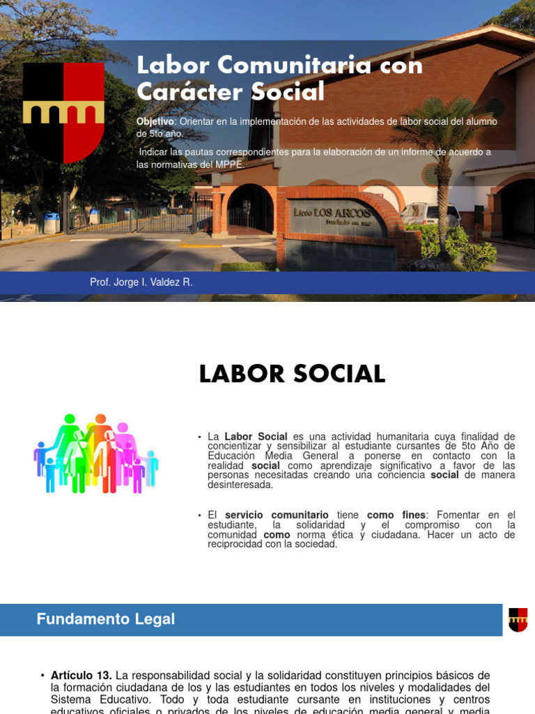 Clase Tema Presentación de La Labor Social | PDF | Trabajo Social