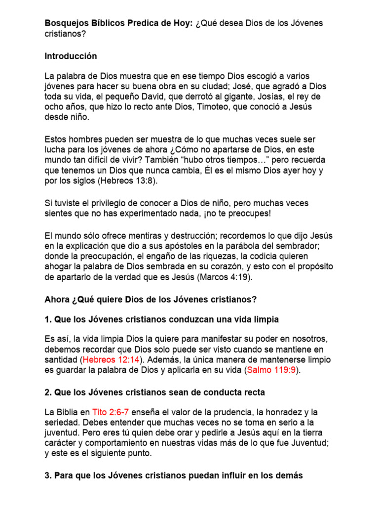 Bosquejos Bíblicos Predica de Hoy | PDF | Jesús | Pecado