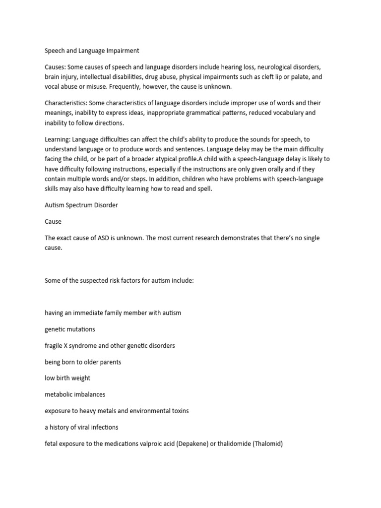 Speech and Lang-WPS Office | PDF | Autism Spectrum | Mental Disorder