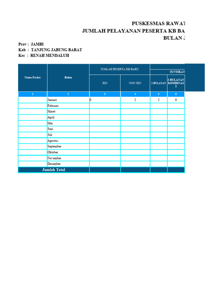 Blangko Laporan KB 2024 | PDF