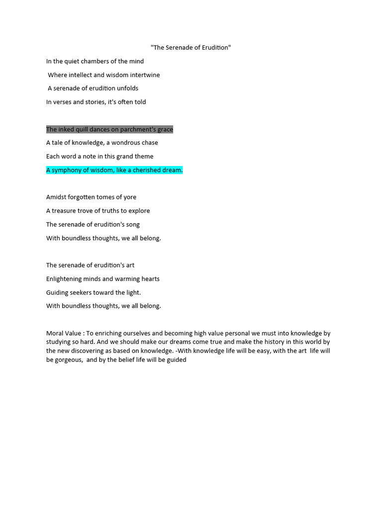 The Serenade of Erudition - Mendoksai Poem | PDF | Art | Religion ...