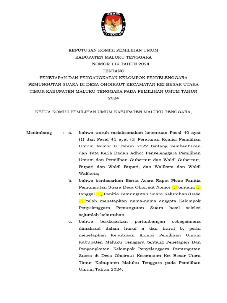 Format Keputusan Pengangkatan Kpps Fix | PDF