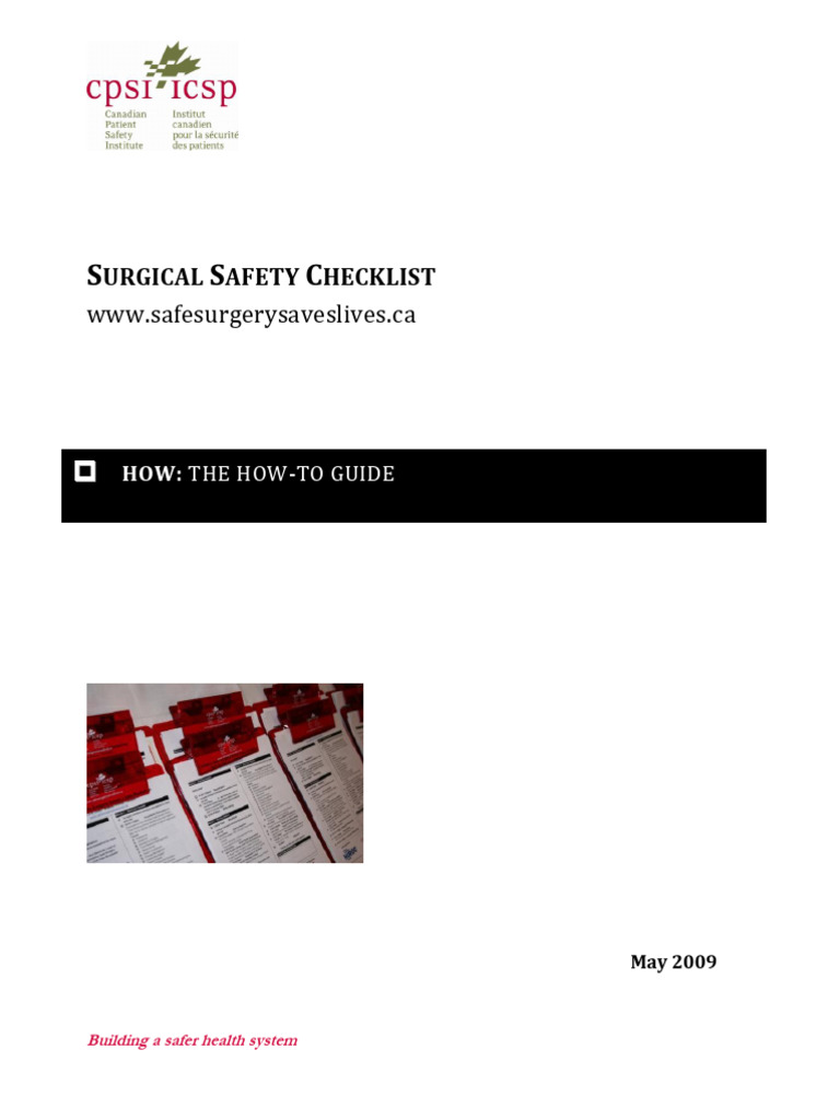 How-To Guide For The Surgical Checklist | PDF | Surgery | Safety