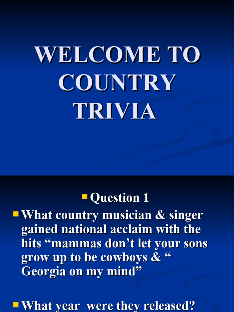 Country Trivia 2 (No Music Needed) | PDF | Country Music | African ...