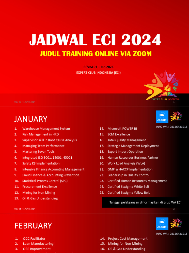 ECI 2024 Online Training Schedule | PDF