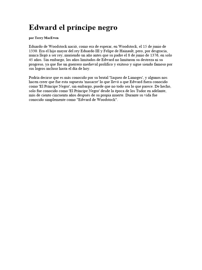 Edward el Príncipe Negro: Vida y Legado | PDF