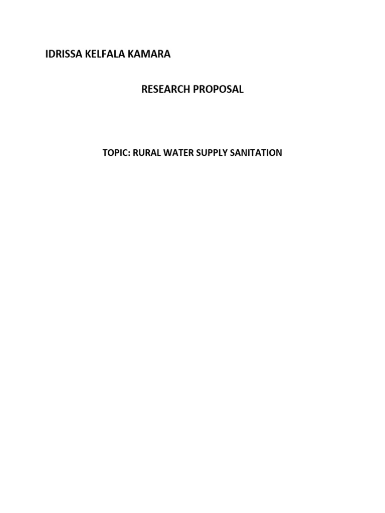 Idrissa Kelfala Kamara Proposal 1 | PDF | Drinking Water | Sanitation