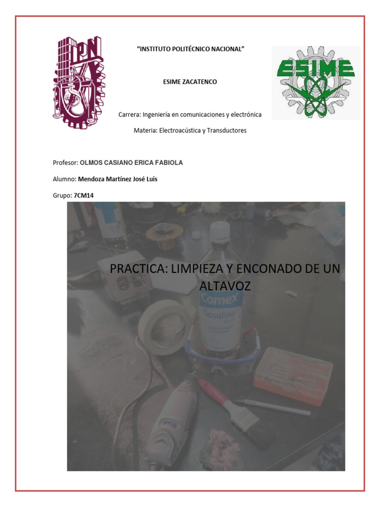 Enconado de Un Altavoz P2 EyT | PDF | Altoparlante | Ciencias fisicas