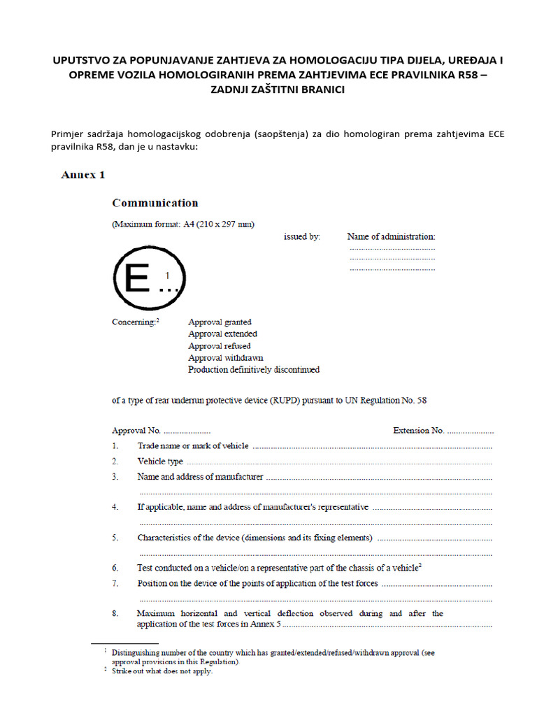 Uputstvo Zadnji Zastitni Branici Ece R58 | PDF