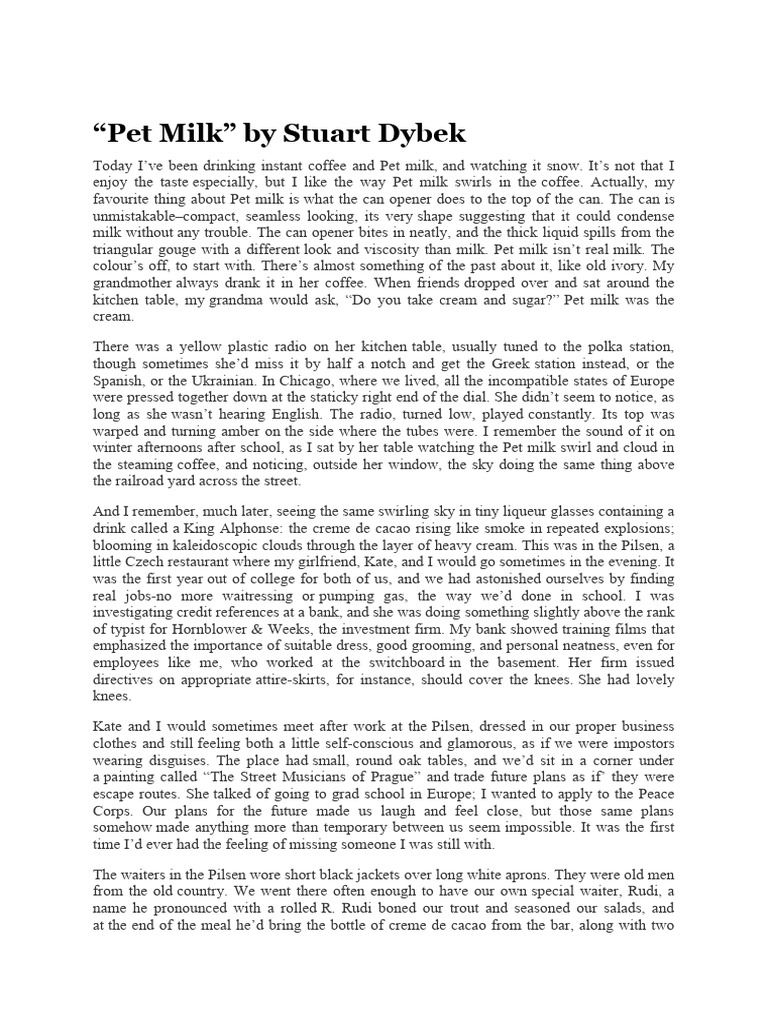 Pet Milk by Stuart Dybek | PDF | Art | Mystery, Thriller & Crime Fiction