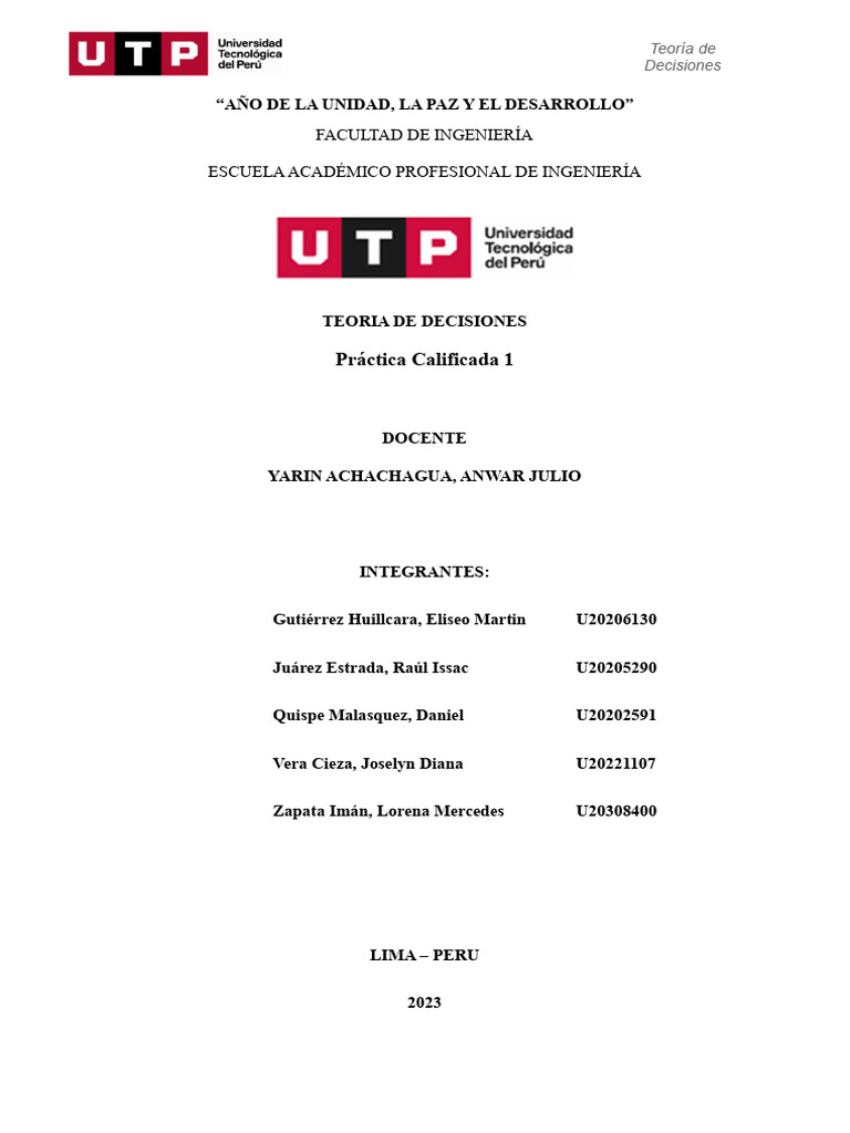 PC1 Teoria de Decisiones | PDF