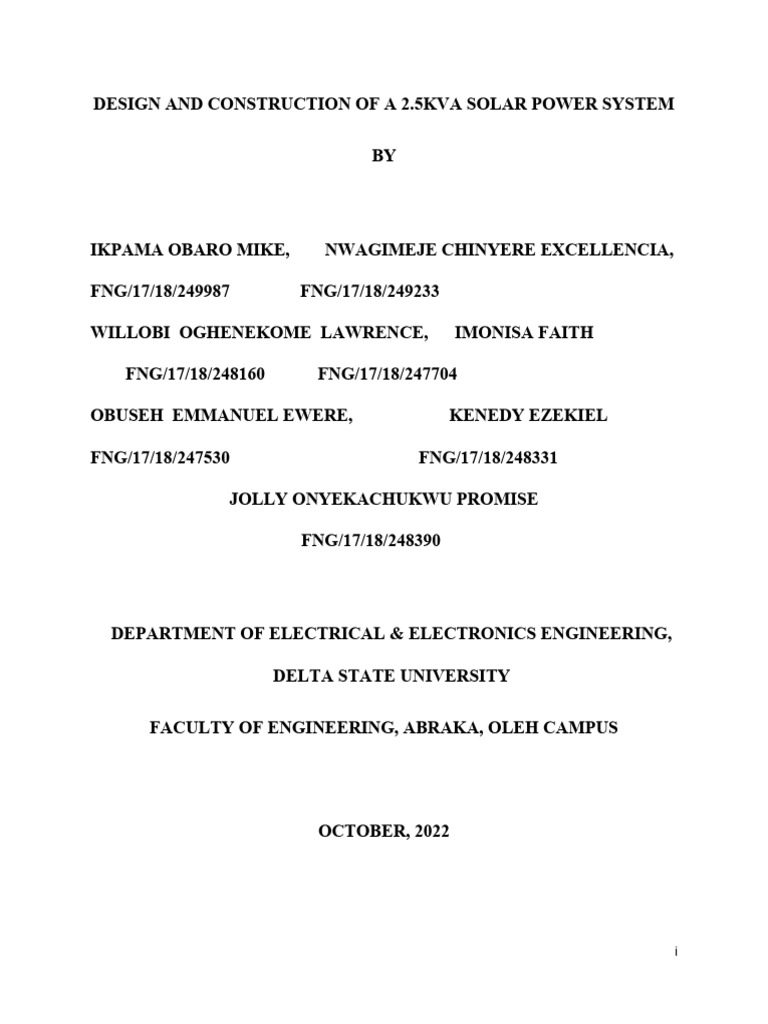 Design and Construction of 2.5KVA Solar Power Invertersss NEW | PDF ...
