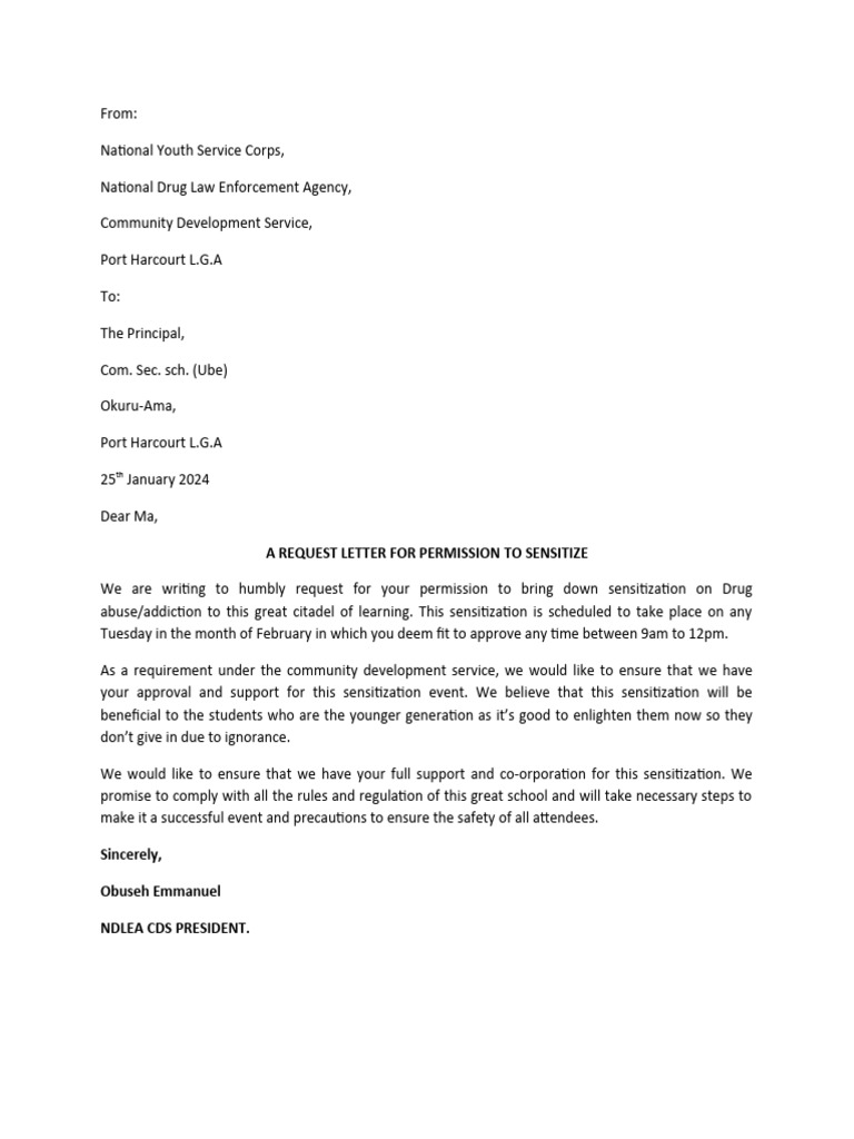 Sensitization Letter | PDF