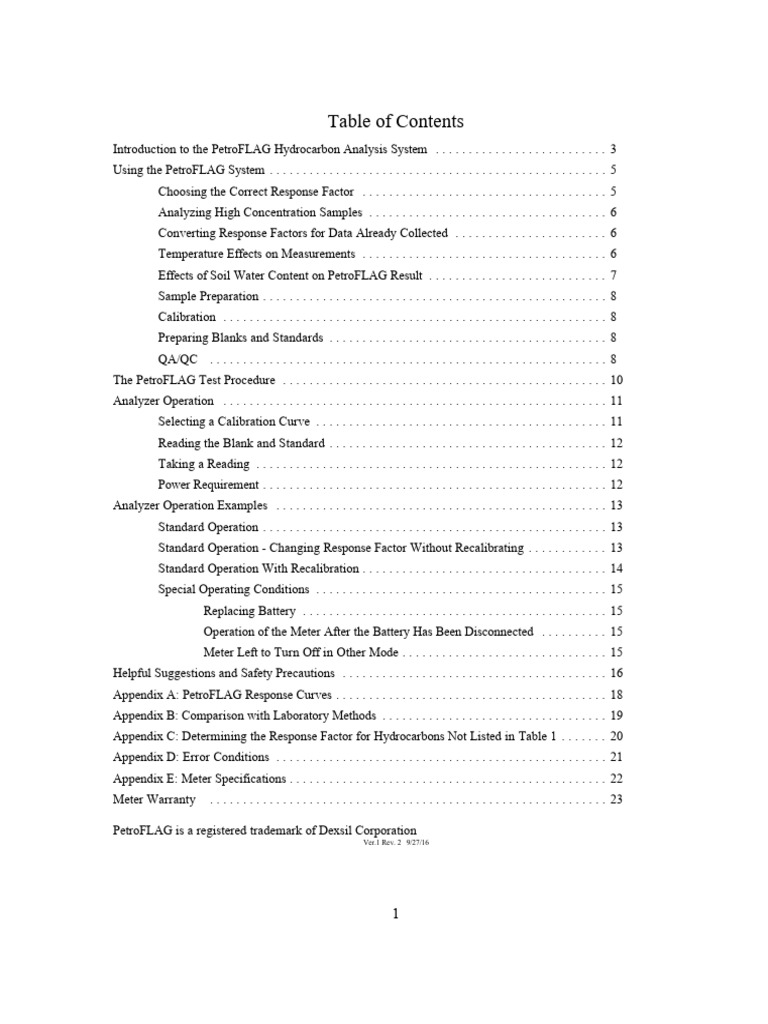 PETROFLAG Manual | PDF | Calibration | Chemistry