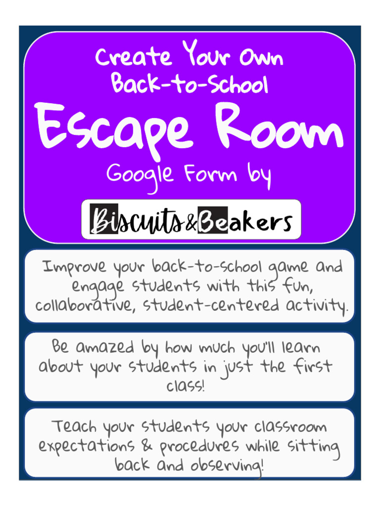 Escape Room: Create Your Own Back-to-School Google Form by | PDF ...