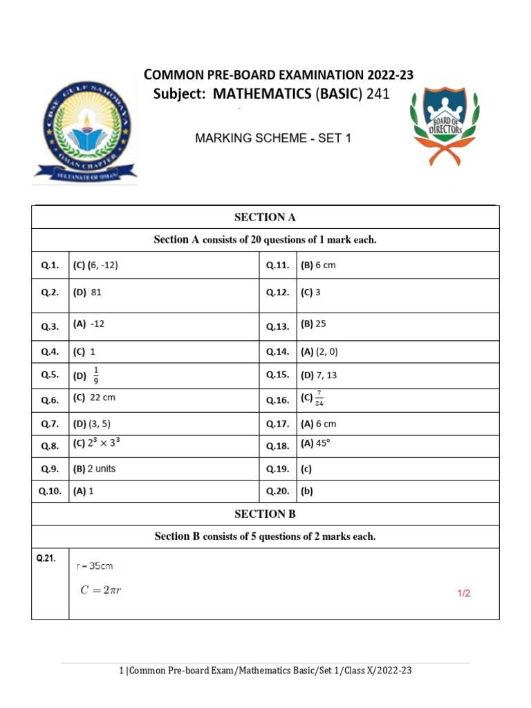 1.MS Common Board. Class-X.basic Math | PDF | Numbers | Mathematical Concepts