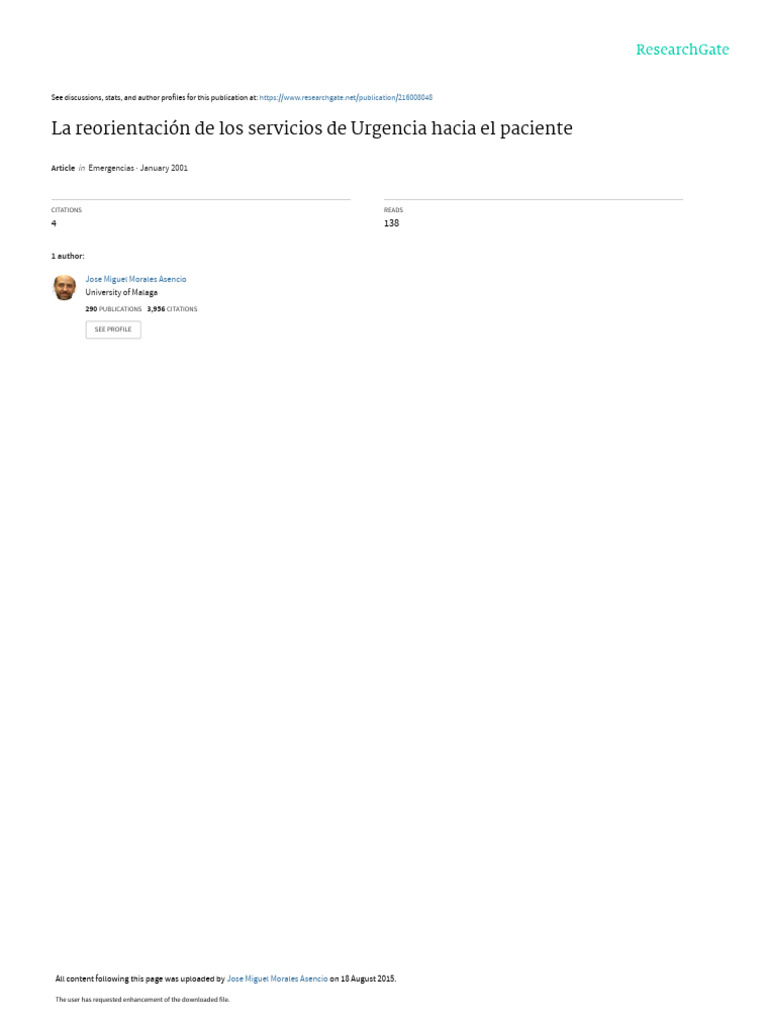 01 ReorientUrgenciasPaciente Emerg | PDF | Enfermería | Medicina CLINICA