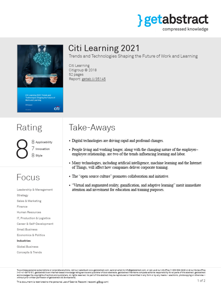 Citi Learning 2021 en 35145 PDF | PDF | Artificial Intelligence ...