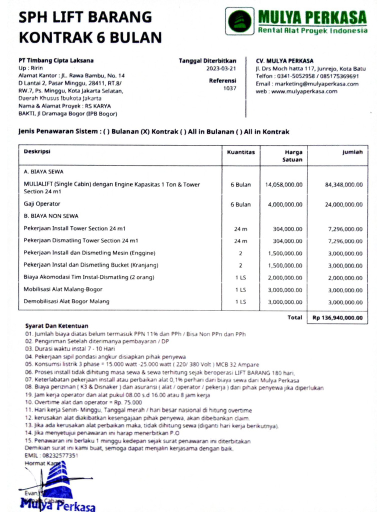 SPH Lift Barang 6 Bulan | PDF