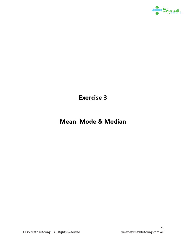 Mean, Mode & Median Exercises for 7th Grade | PDF | Mean | Elementary ...
