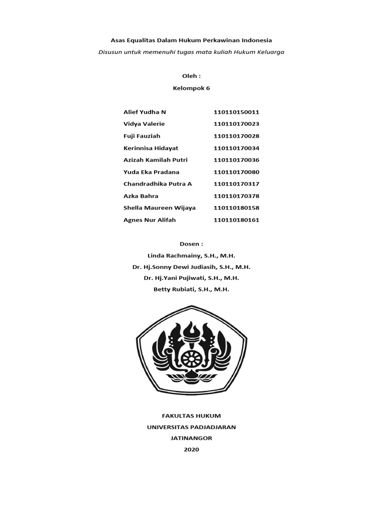 Asas Equalitas Dalam Hukum Perkawinan Indonesia - Hukum Keluarga | PDF | Politik | Ilmu Sosial