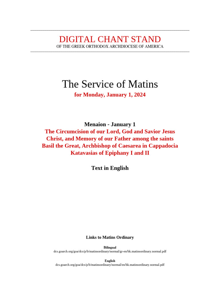 The Service of Matins: Digital Chant Stand | PDF | Glory (Religion) | Mercy