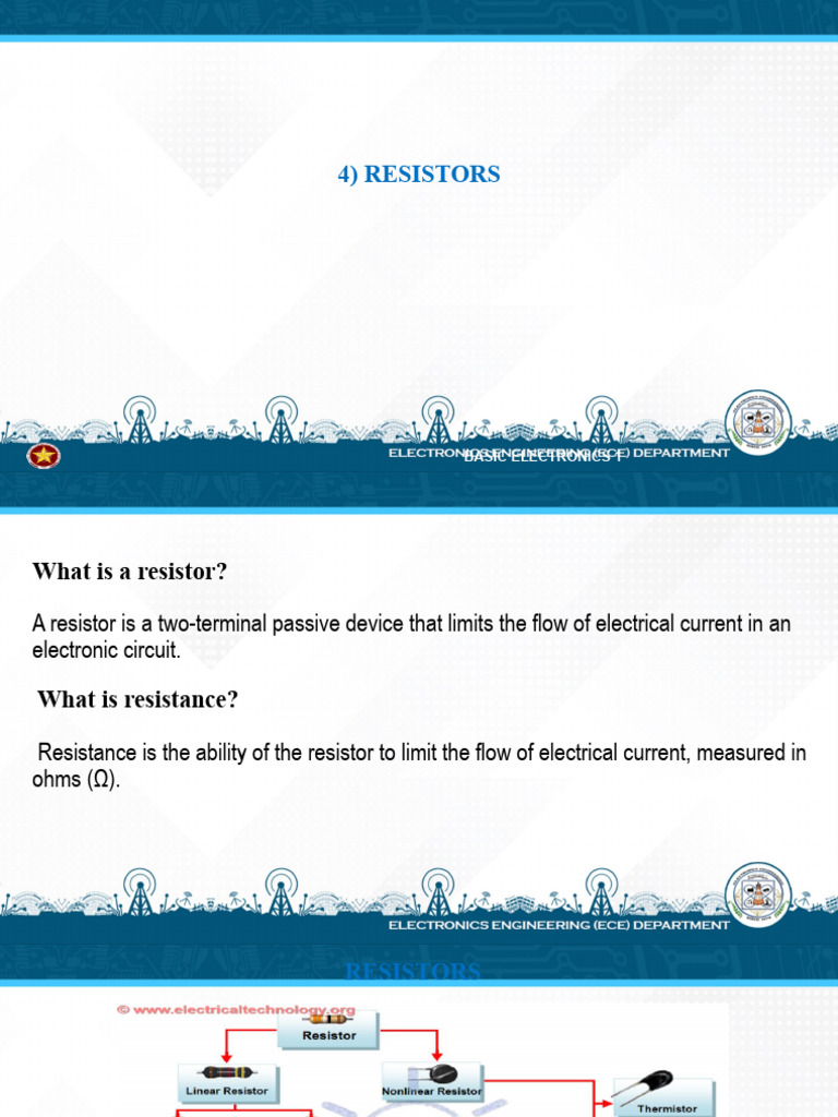 Basic Electronics Ppt Lesson 3 Resistors Pdf Resistor Electrical