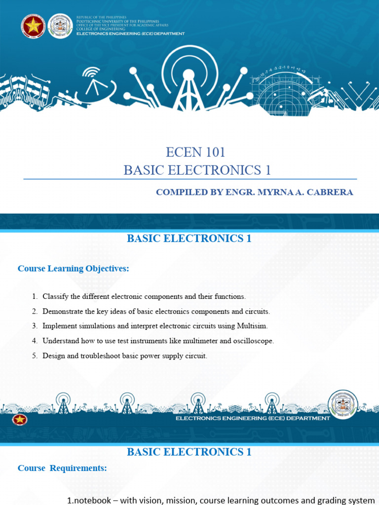 Basic Electronics PPT Lesson 1 | PDF | Electrical Resistivity And Conductivity | Electricity
