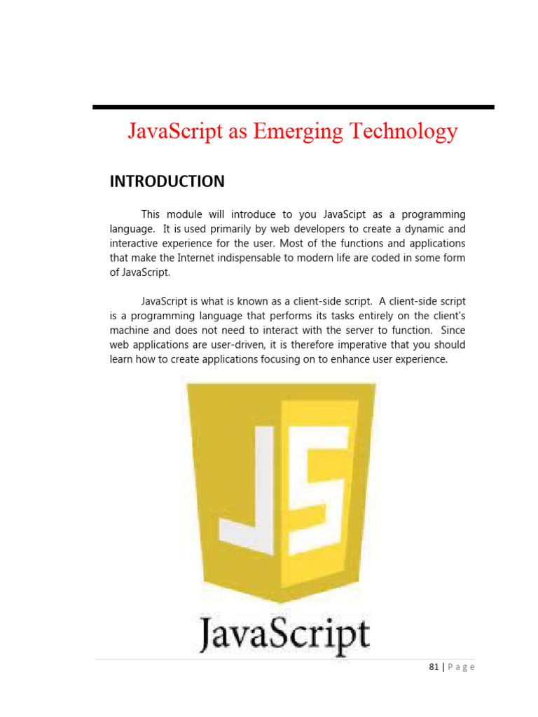 Module 1 Lesson 4 Javascipt Introduction Variables Pdf Dynamic Web Page Java Script