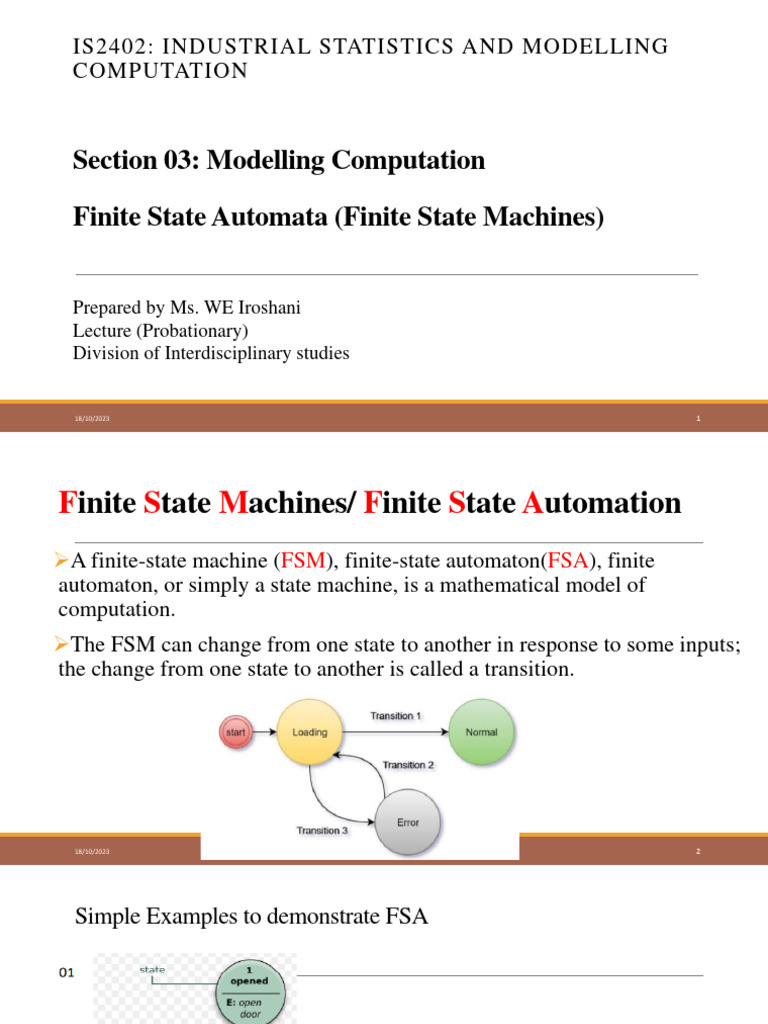 Lec 02 Finite Automata Pdf Theory Of Computation Models Of Computation