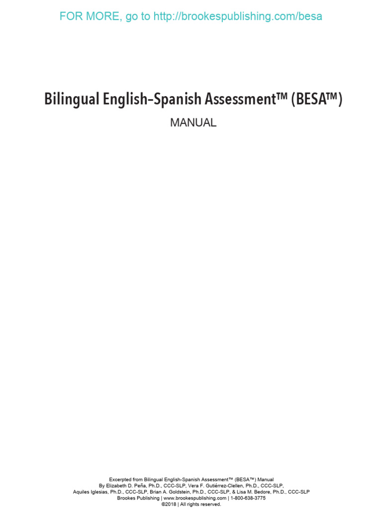 Bilingual English-Spanish Assessment BESA | PDF | Multilingualism | English Language