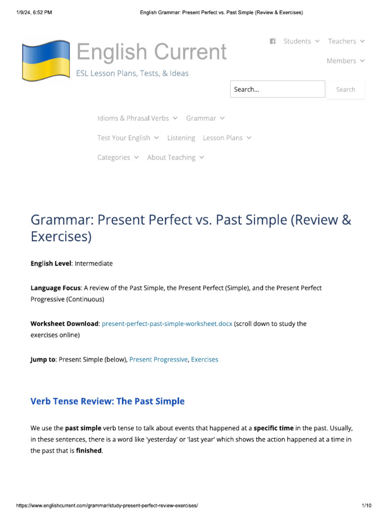 Past Simple - Present Perfect - Perfect Continuous | PDF