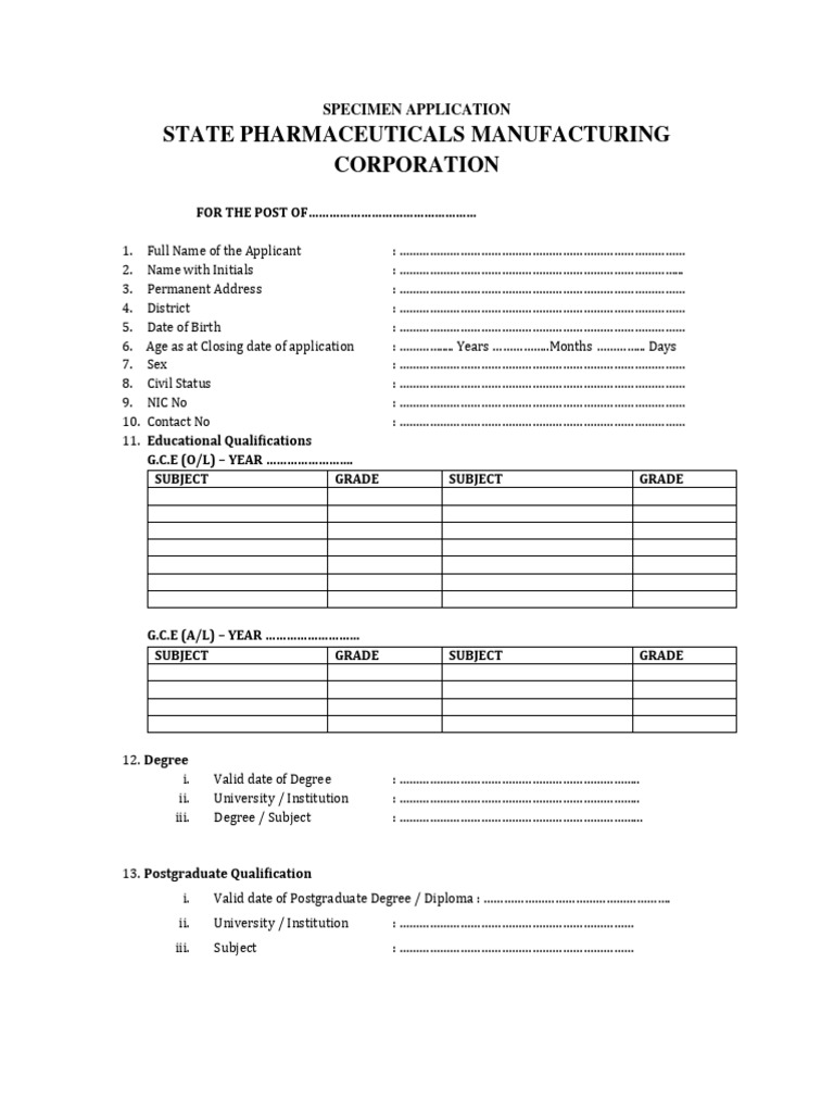 Specimen Application | PDF | Qualifications | Educational Stages