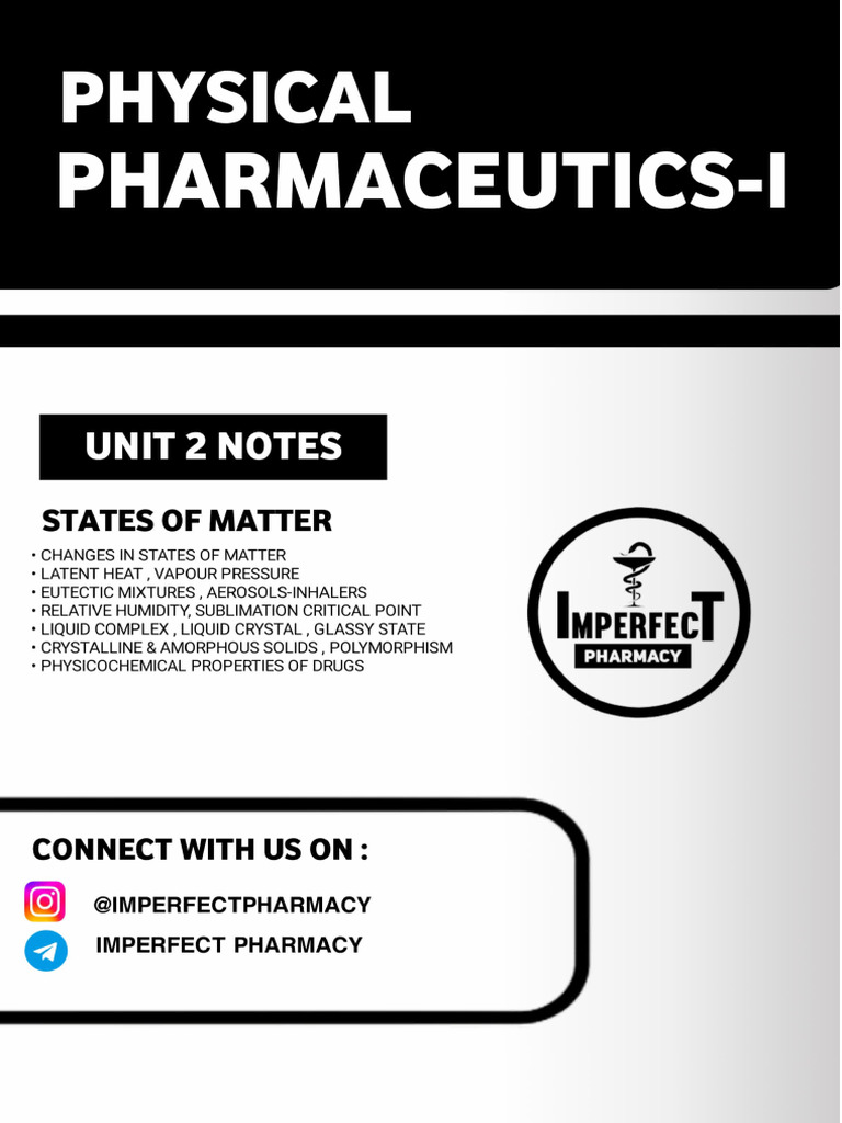 UNIT 2 Physucal Pharmaceutics-I (Imperfect Pharmacy) | PDF