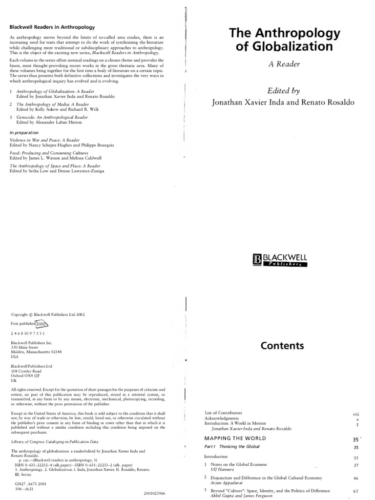 Jonathan Xavier Inda, Renato Rosaldo - The Anthropology of ...